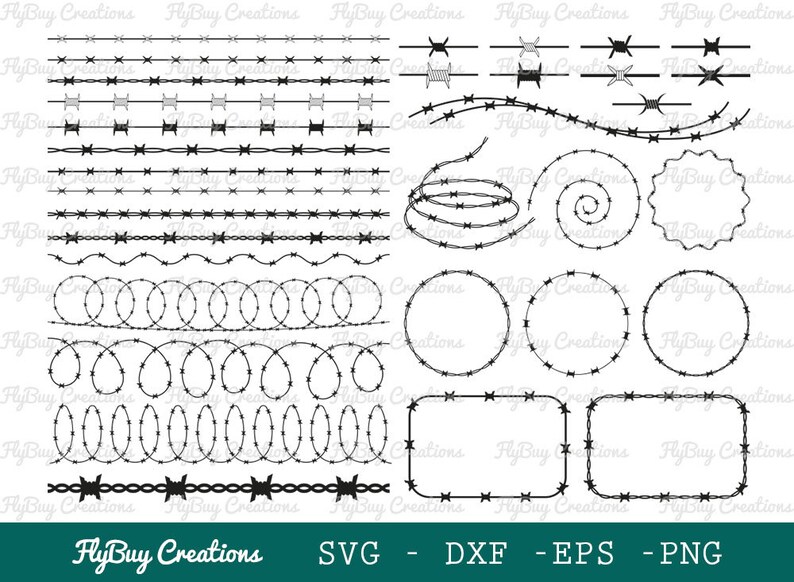 Barbed Wire SVG Silhouette Cut File Bundle - Etsy
