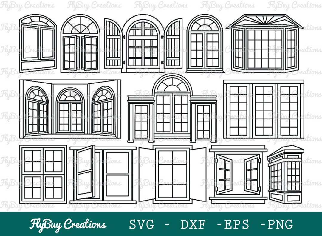 Window Outline Svg-door Casement Silhouette Cut File Bundle - Etsy