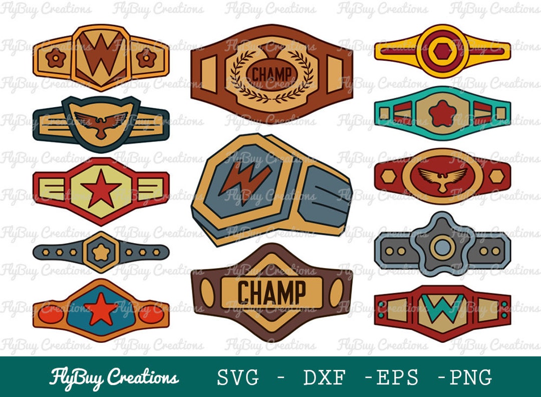 Championship Belt SVG Clipart-champ Belt Silhouette Cut File Bundle - Etsy