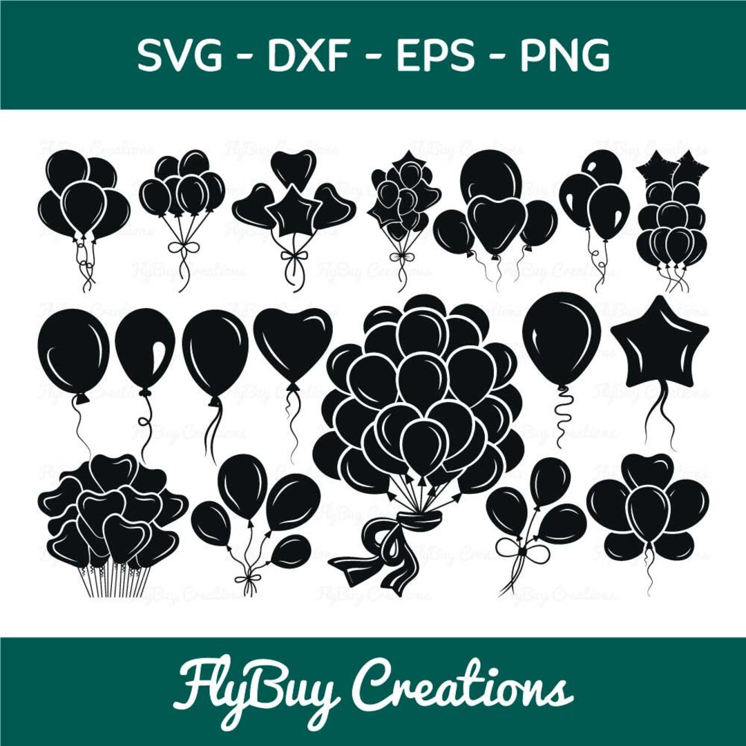 Balloon Svg-hat Birthday Balloons Silhouette Cut File Bundle - Etsy