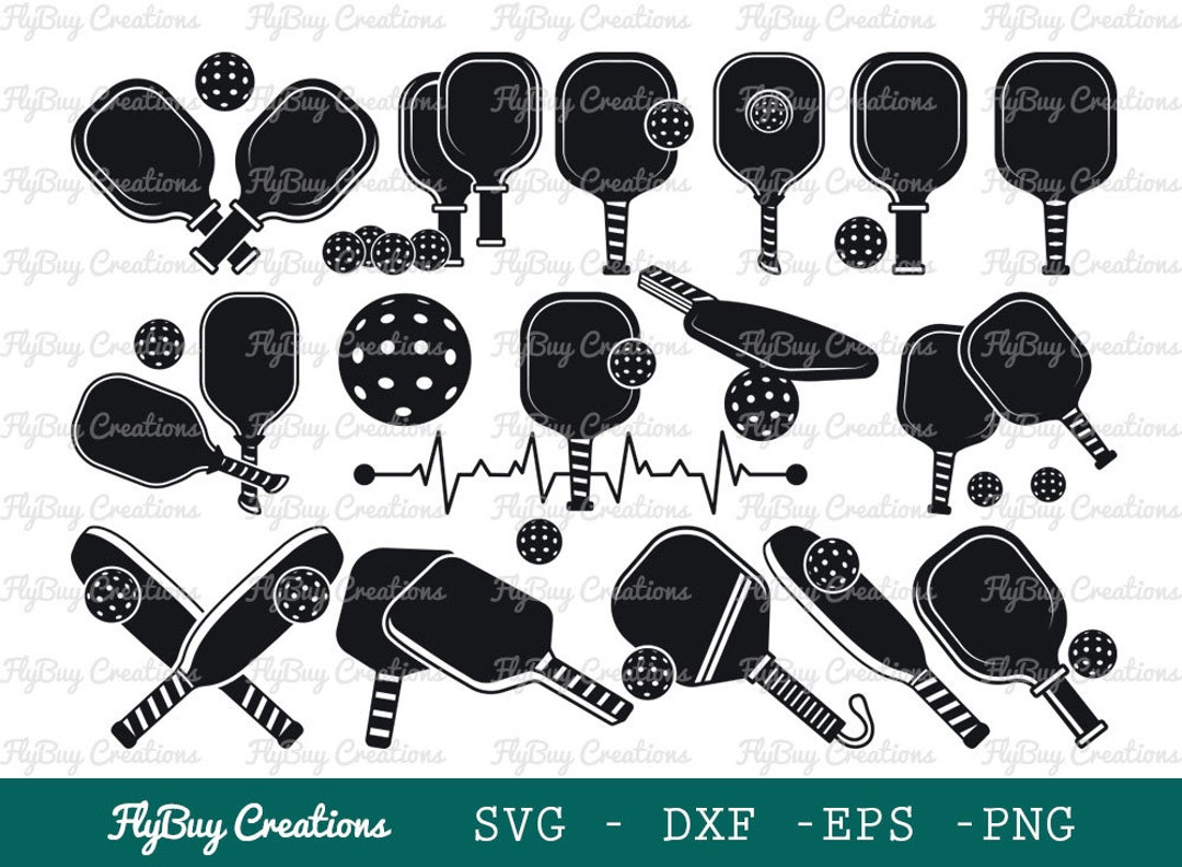 Pickleball Svg-pickleball Paddles Silhouette Cut File Bundle - Etsy