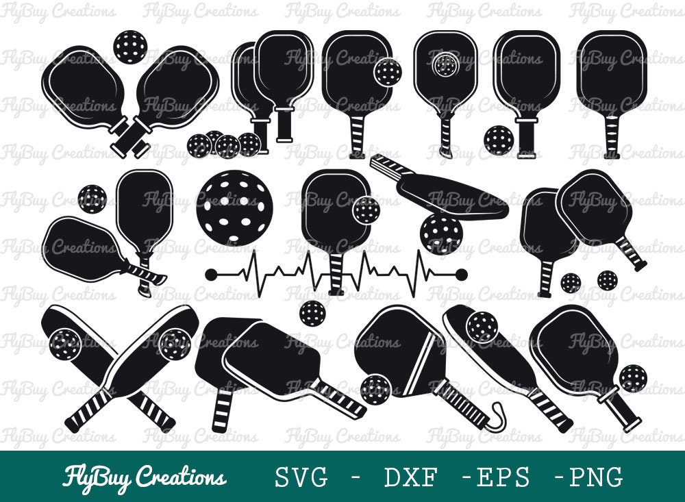 Pickleball Svg-pickleball Paddles Silhouette Cut File Bundle - Etsy