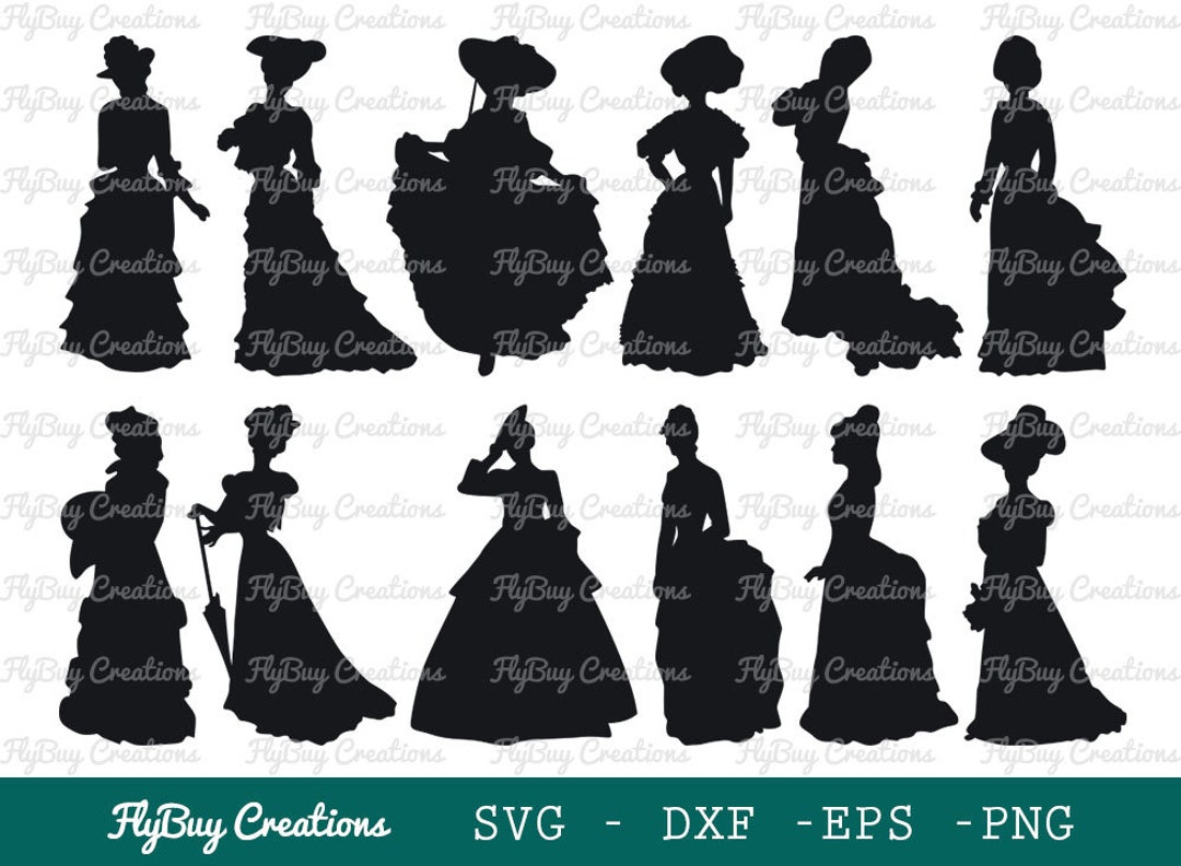 Victorian Woman SVG Cut File Victorian Lady Vintage Lady Parasol Lady ...