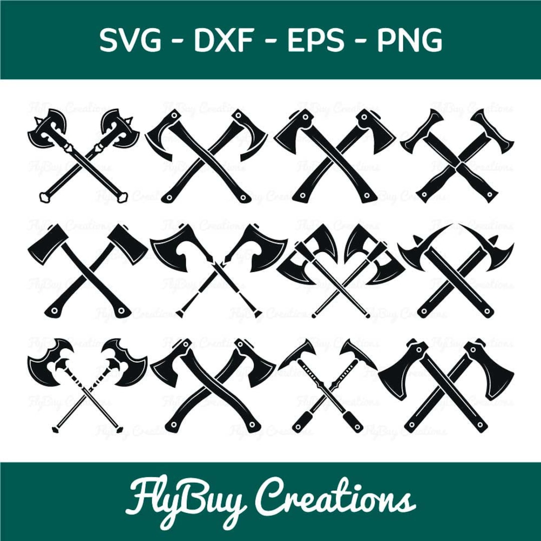 Crossed Axe SVG Silhouette Bundle-lumberjack Axe Svg-wood Cutter Svg ...