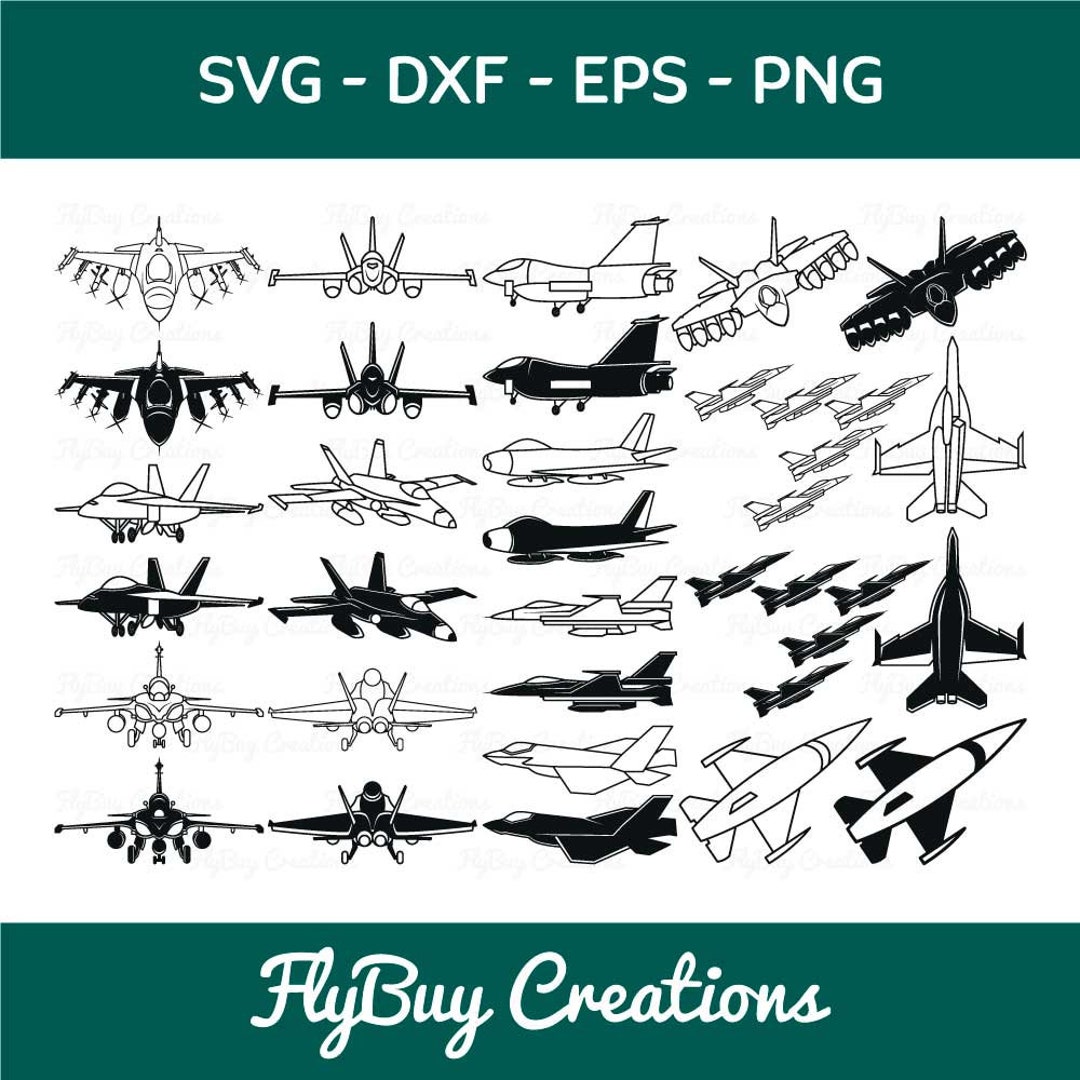 Fighter Aircraft SVG Bundle-fighter Jet Svg-jet Biman Svg-military ...