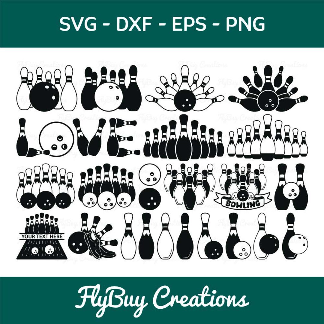 Bowling SVG Bundle Bowling Game Silhouette Bowling Game Cut File Bundle ...