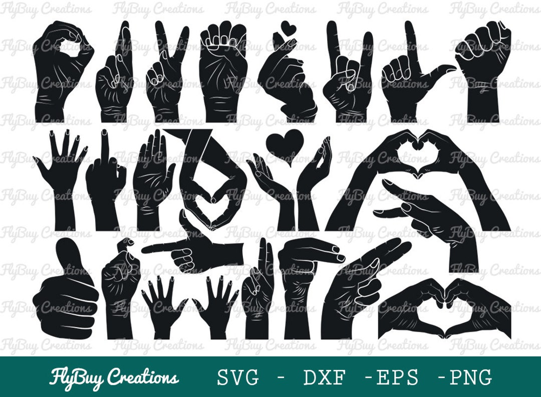 Hand Sign SVG Bundle, Hand Right Sign, Ok Sign, Peace Hand Sign, V Sign ...