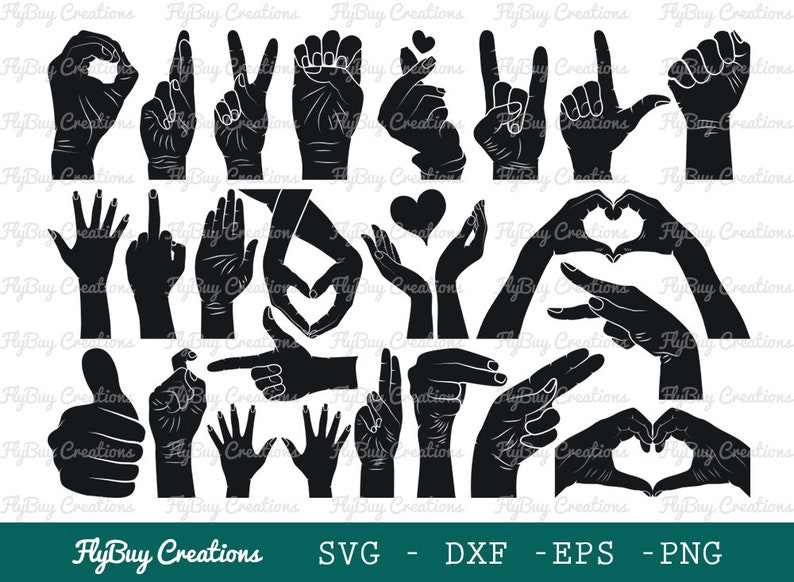 Hand Sign SVG Bundle, Hand Right Sign, Ok Sign, Peace Hand Sign, V Sign ...