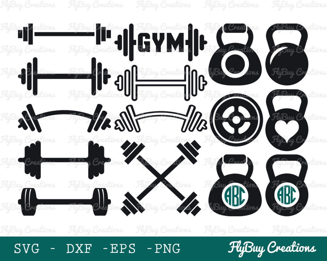 Gym Equipment Svg Fitness Svg Dumbbell Svg Bodybuilding Equipment Svg ...