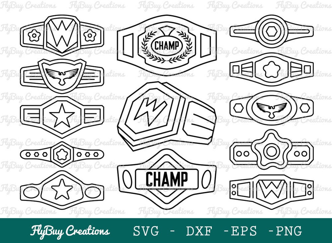 Championship Belt SVG Outline-champ Belt Silhouette Cut File Bundle - Etsy