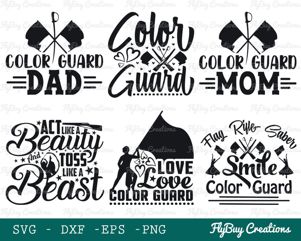 Color Guard Marching Band Svg Bundle, Color Guard Typography Design ...