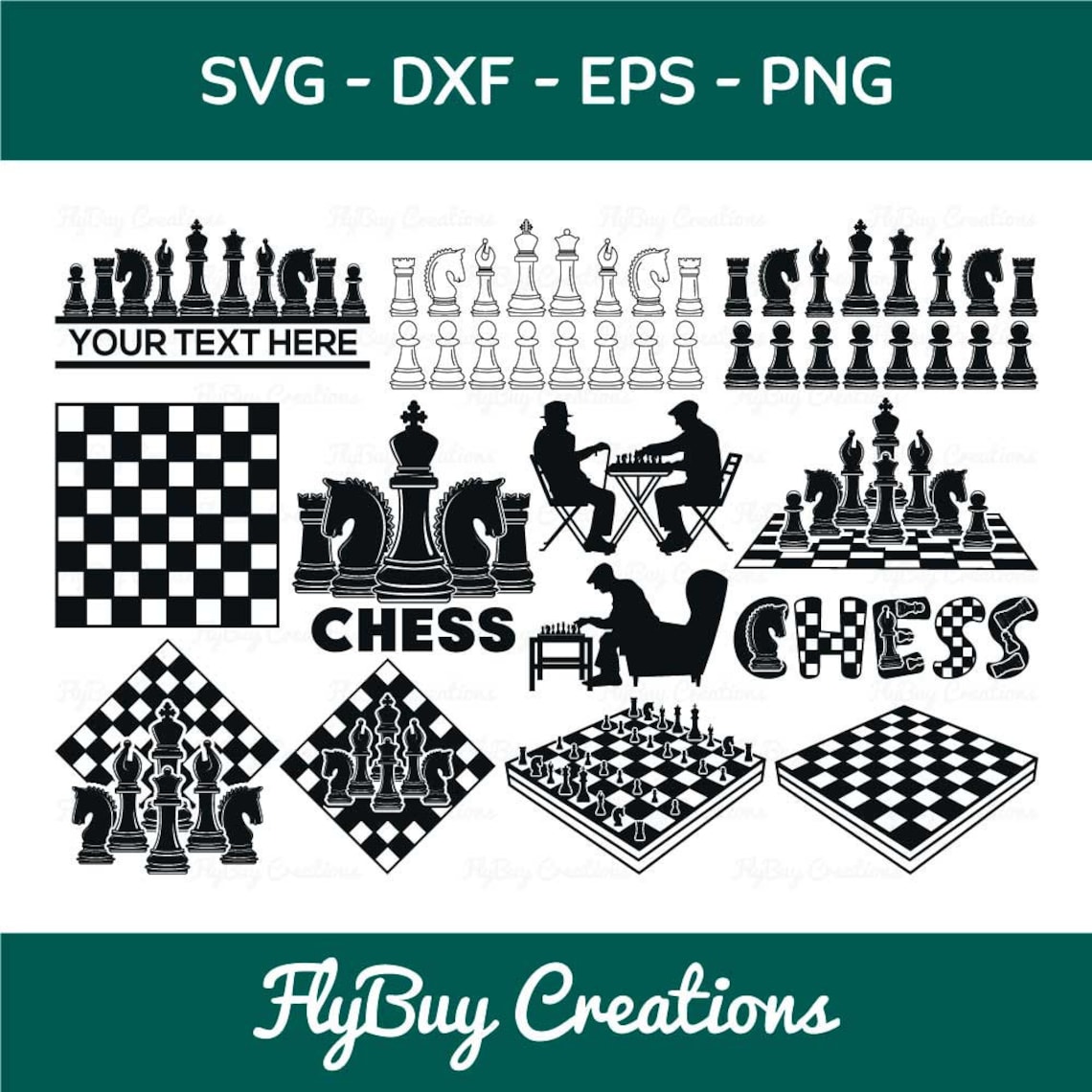 Chess Pieces Svg-chess Board Silhouette Cut File Bundle - Etsy