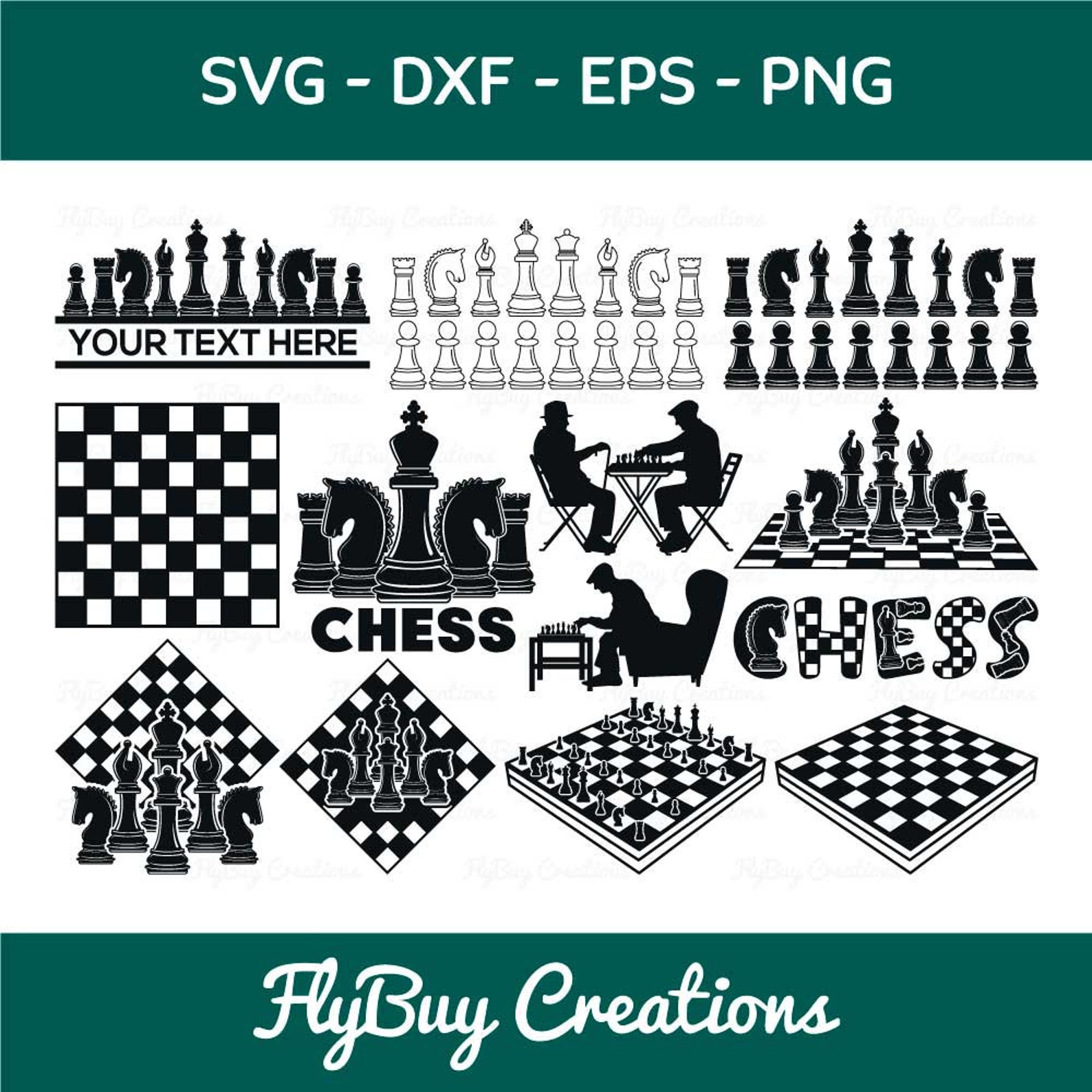 Chess Pieces Svg-chess Board Silhouette Cut File Bundle - Etsy