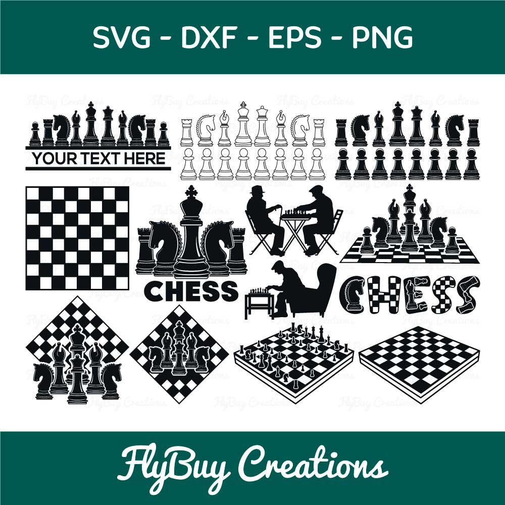 Chess Pieces Svg-chess Board Silhouette Cut File Bundle - Etsy