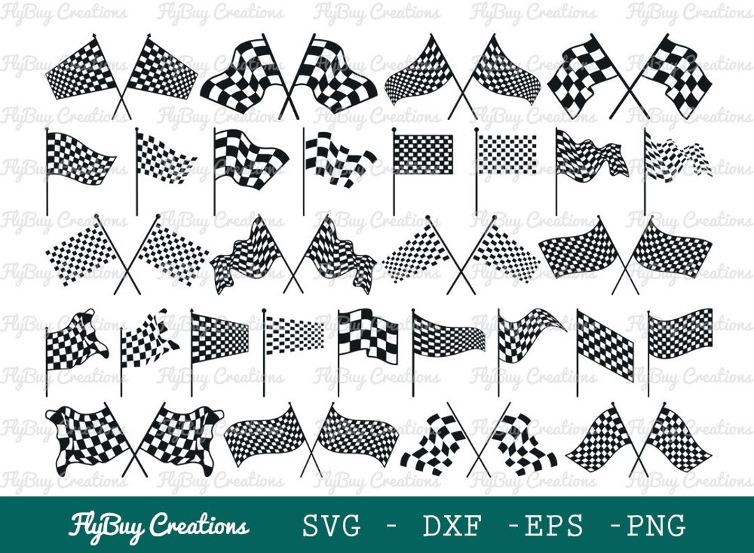 Racing Flag SVG Silhouette Cut File Bundle - Etsy