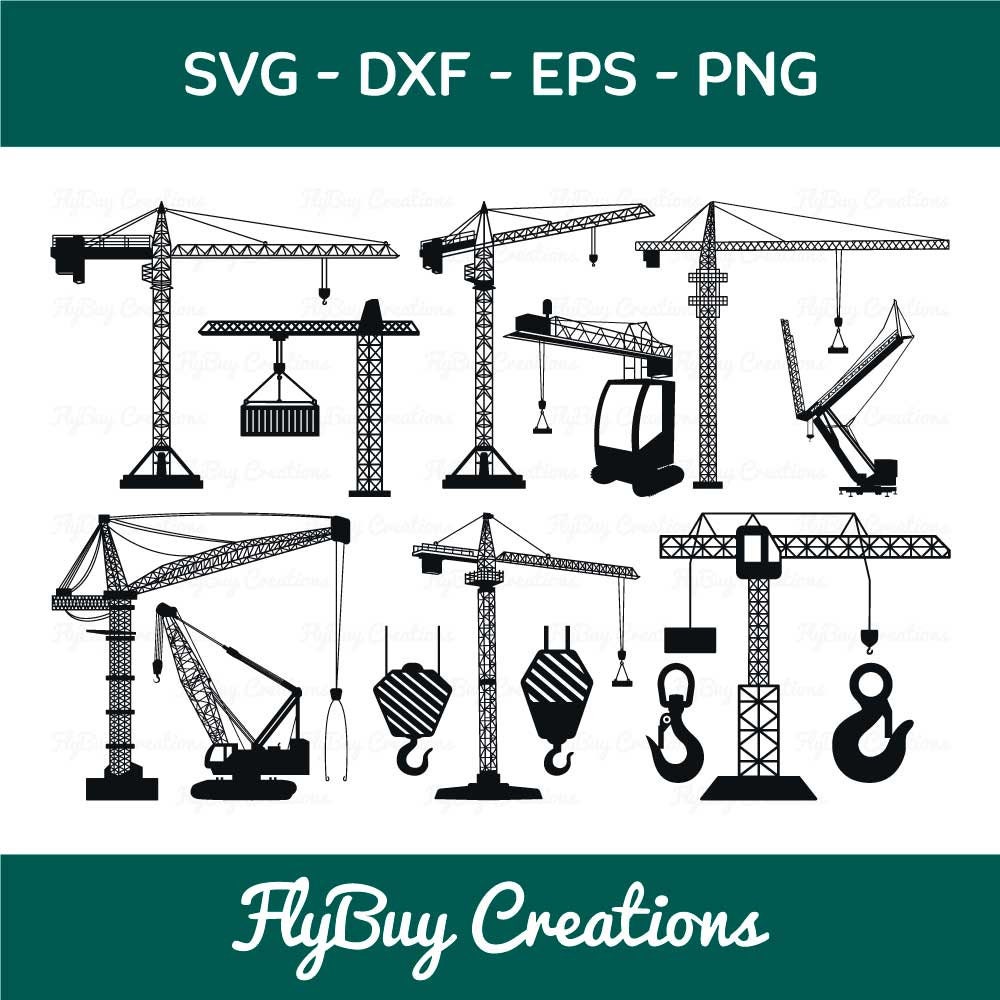 Tower Crane Svg-construction Crane Silhouette Cut File Bundle - Etsy