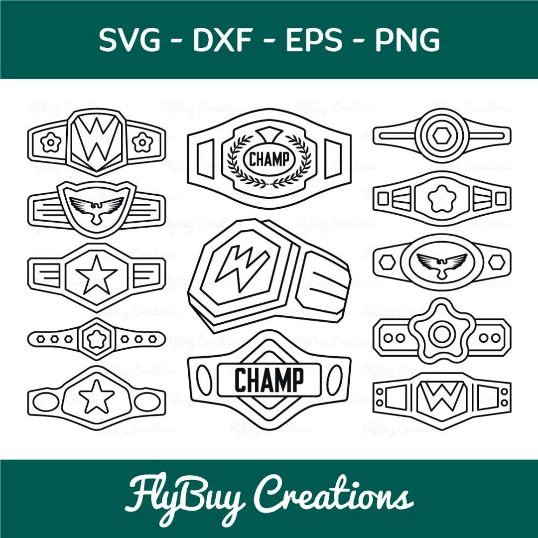 Championship Belt SVG Outline-champ Belt Silhouette Cut File Bundle - Etsy
