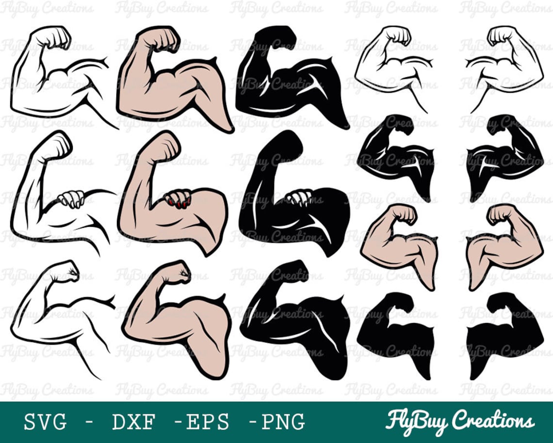 Strong Biceps SVG Bundle Arm Flex Svg Human Hand Svg Arm Muscle Svg ...