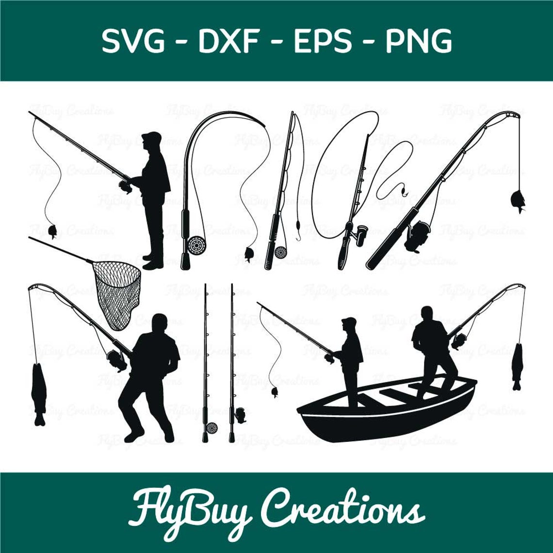 Fishing Rod SVG Bundle, Fishing Net Svg, Fishing With Boat Svg, Fish ...