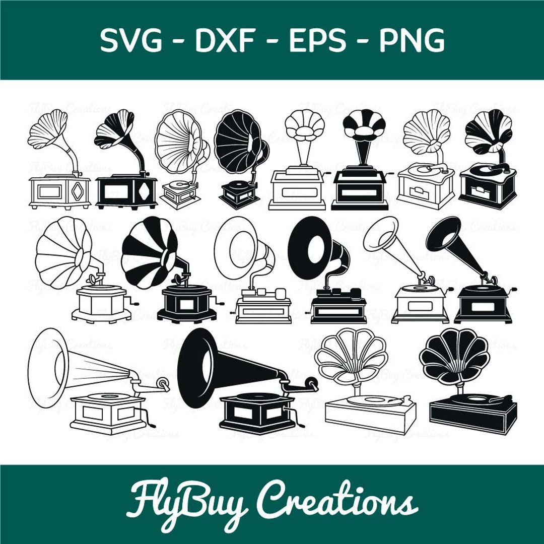 Phonograph Svg-gramophone Silhouette Cut File Bundle - Etsy