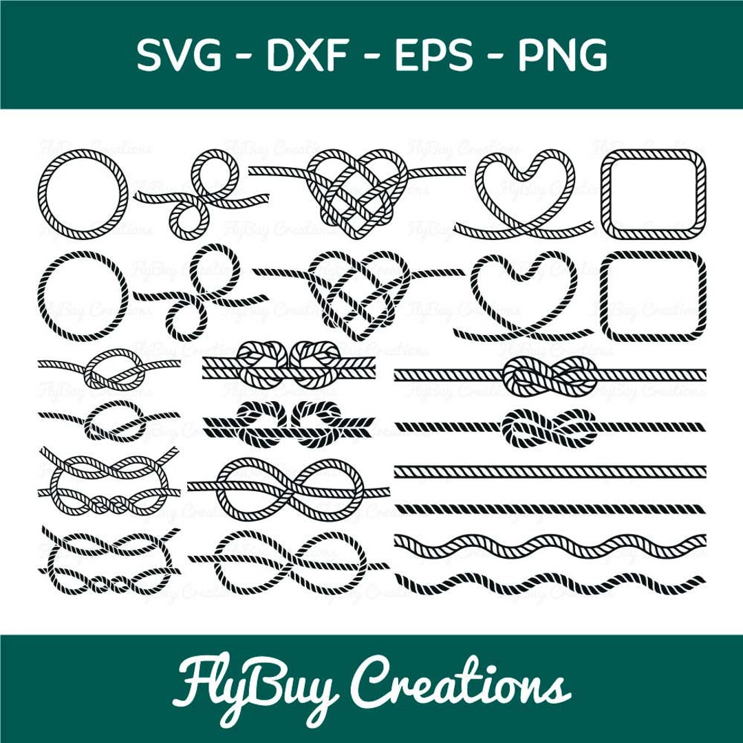 Rope Knot Silhouette Bundle, Nautical Knot SVG, Boat Knots Svg, Anchor Rope Svg, Ocean Rope Svg ...