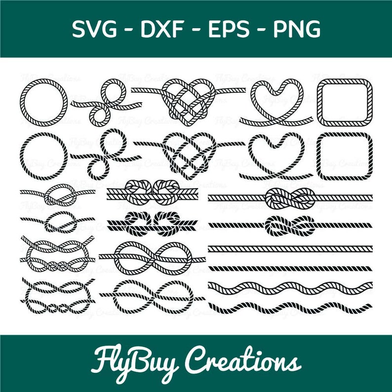 Rope Knot Silhouette Bundle, Nautical Knot SVG, Boat Knots Svg, Anchor ...
