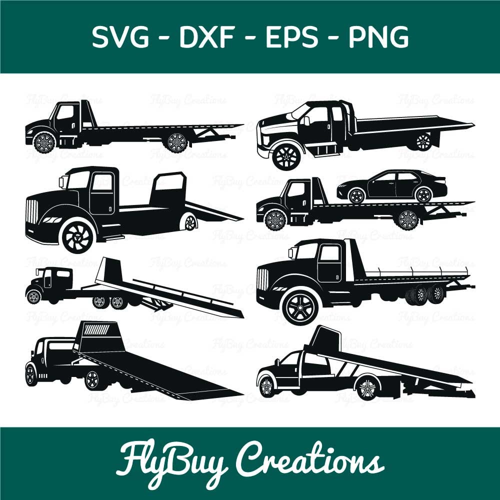 Rollback Truck SVG Silhouette Cut File Bundle - Etsy
