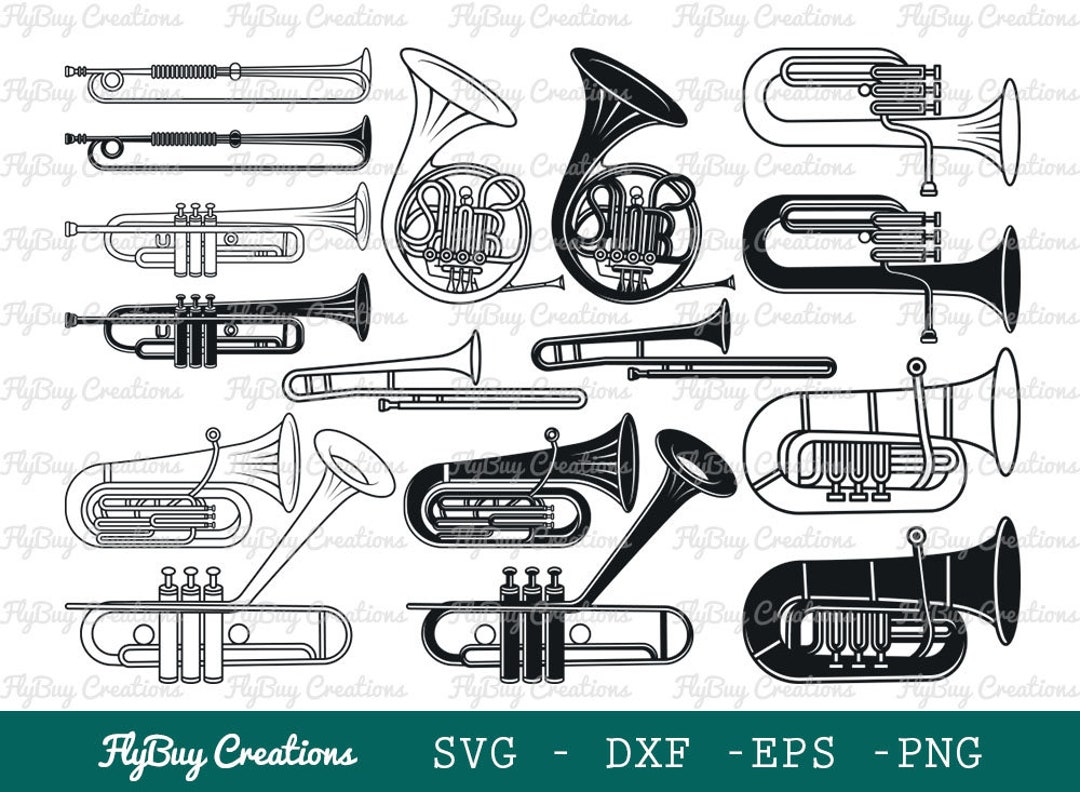 Trumpet Svg-trombone Silhouette Cut File Bundle - Etsy