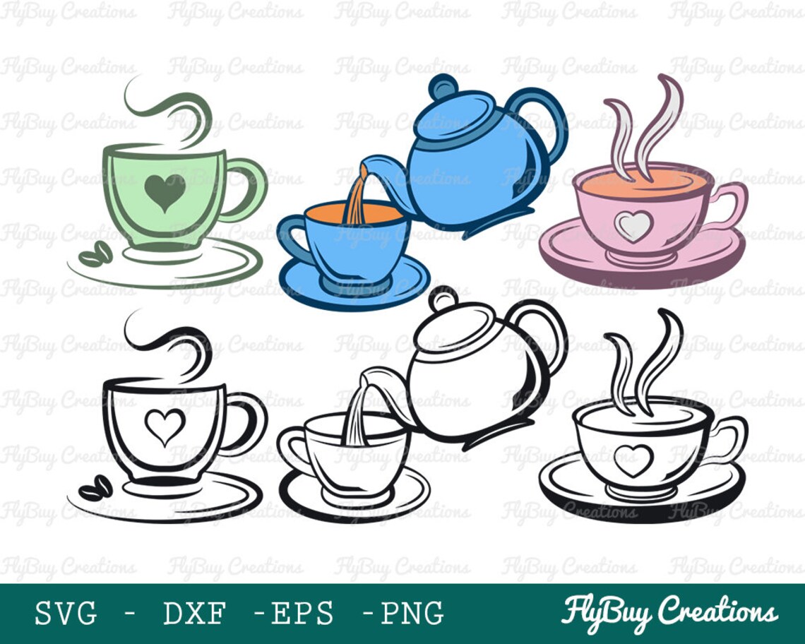 Tea Set Svg Tea Cup Svg Tea Kettle Svg Tea Svg Cup Svg - Etsy