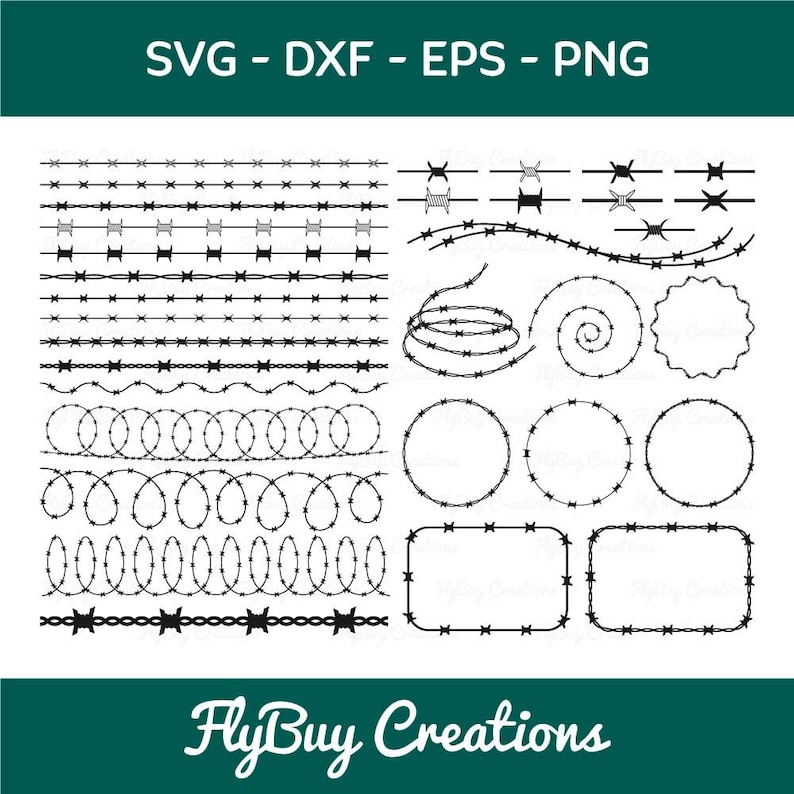 Barbed Wire SVG Silhouette Cut File Bundle - Etsy