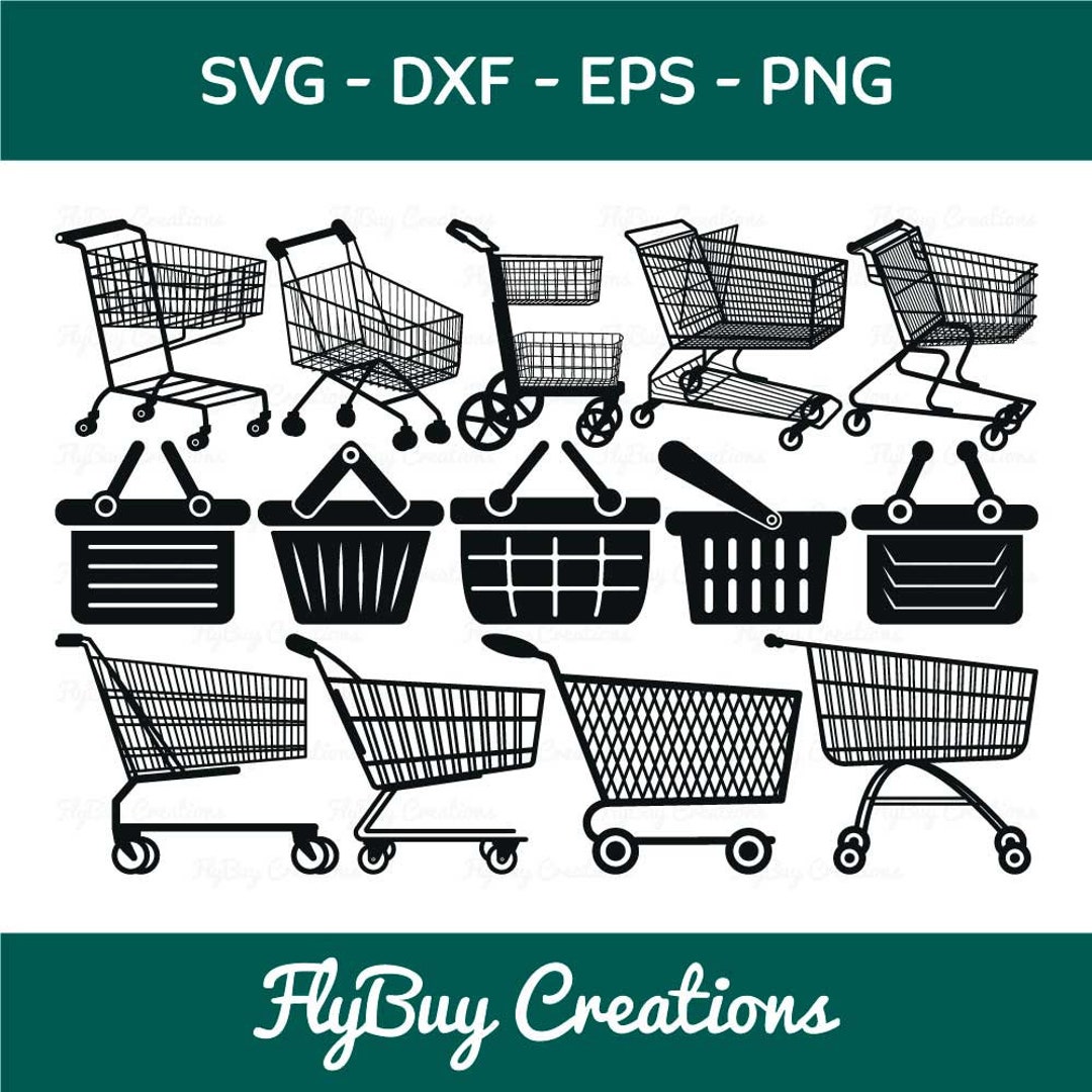 Shopping Cart Svg-shopping Trolley Silhouette Cut File Bundle - Etsy