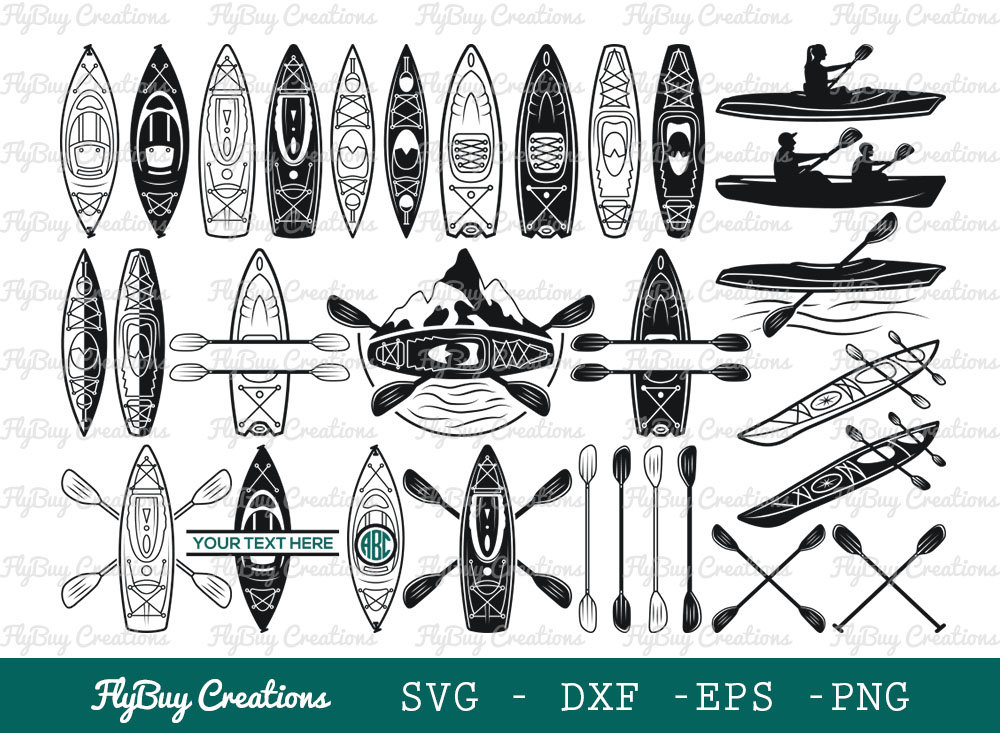 Kayak Svg-canoe Silhouette Cut File Bundle - Etsy