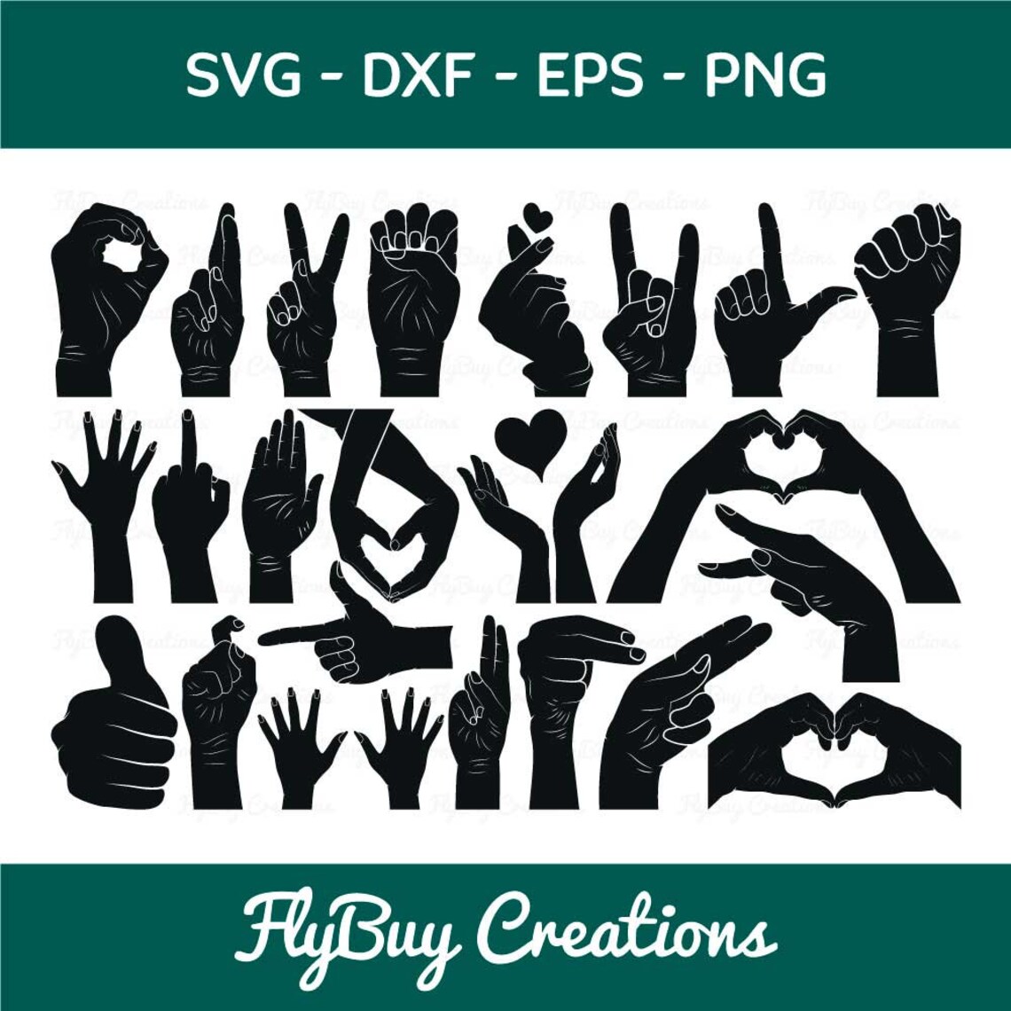 Hand Sign SVG Bundle, Hand Right Sign, Ok Sign, Peace Hand Sign, V Sign ...
