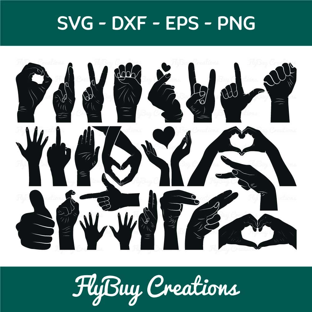 Hand Sign SVG Bundle, Hand Right Sign, Ok Sign, Peace Hand Sign, V Sign ...