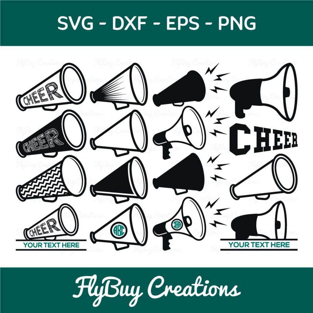 Cheer Megaphone SVG Bundle | Cheer Cone | Cheerleader | Cheer Squad ...