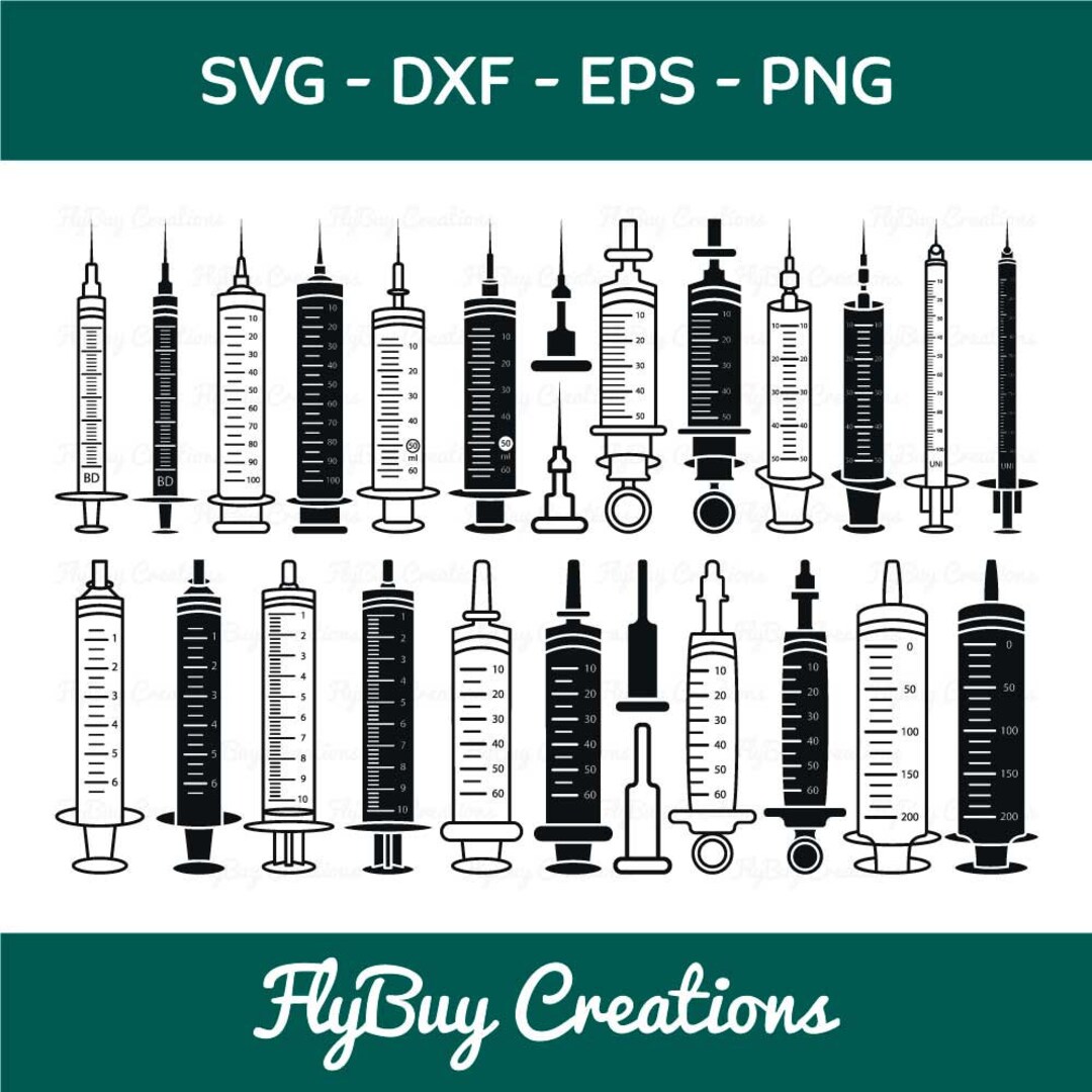 Syringe SVG Silhouette Bundle-injection Svg-vaccine Svg-medical ...