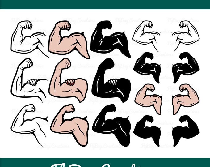 Biceps Svg, Arm Flex Svg, Strong Arm Svg, Vector Cut File for Cricut ...