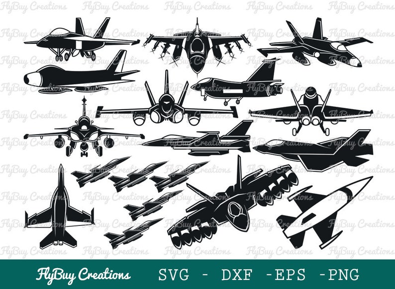 Fighter Aircraft SVG Bundle-fighter Jet Svg-jet Biman Svg-military ...