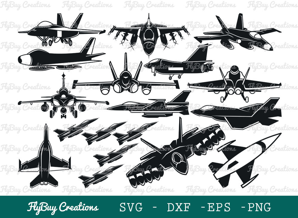 Fighter Aircraft SVG Bundle-fighter Jet Svg-jet Biman Svg-military ...