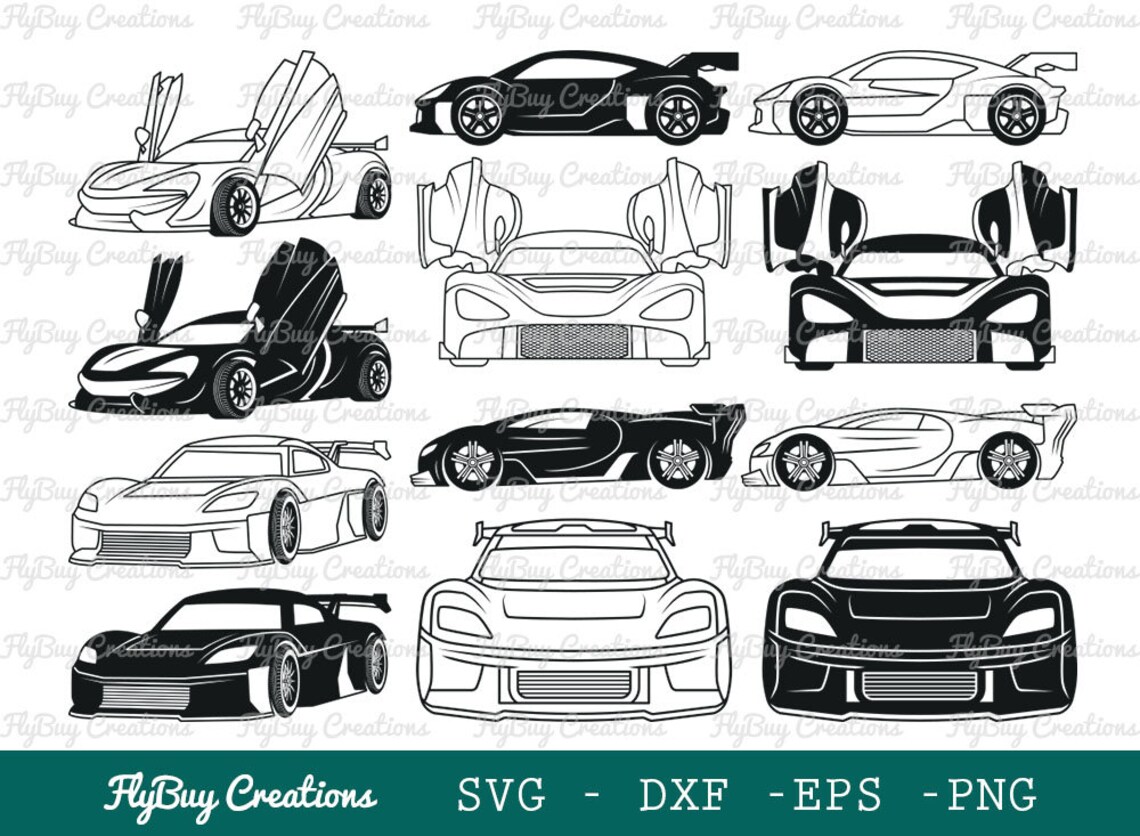 Racing Car Svg-sports Car Silhouette Cut File Bundle - Etsy