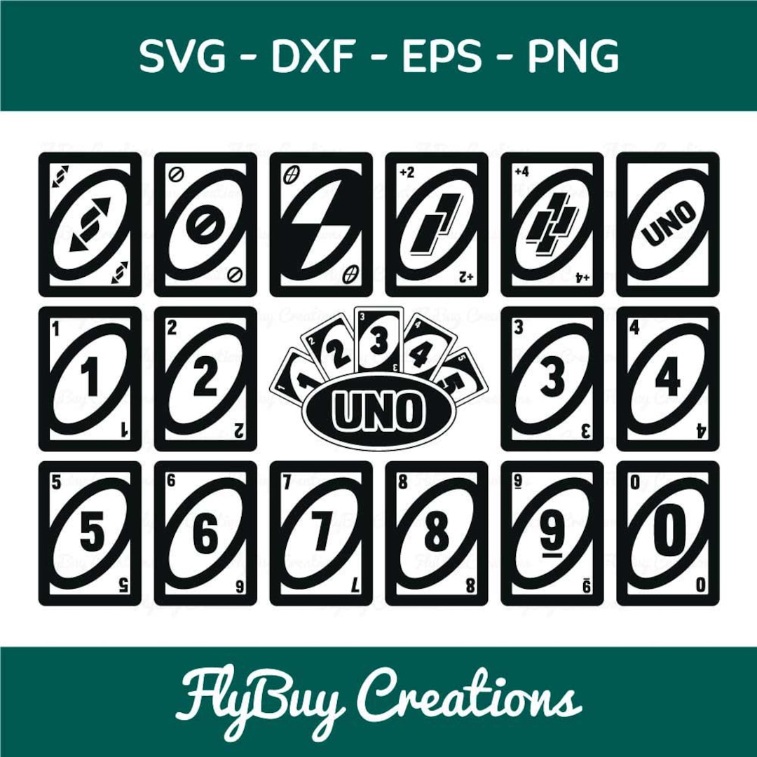 Uno Cards SVG Bundle Card Game Silhouette Play Card Cut File Bundle ...