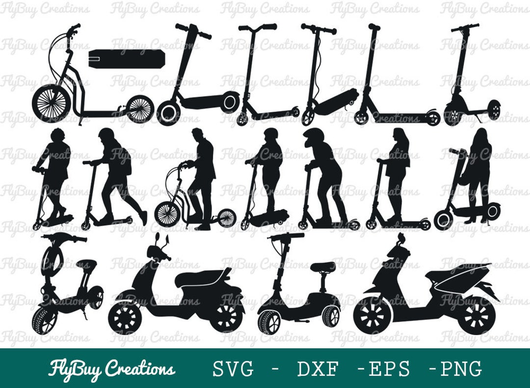 Scooter SVG Cut File Stunt Scooter Electric Scooter Vespa Kick Scooter ...