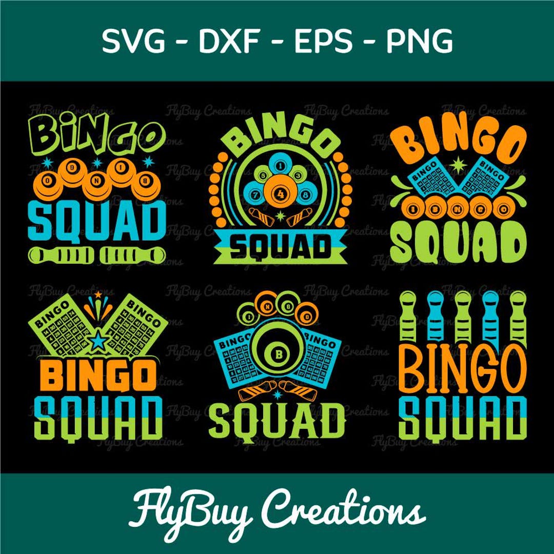 Bingo Squad SVG Bingo Games Bingo Gift Crazy Bingo Lover Tshirt Bundle ...
