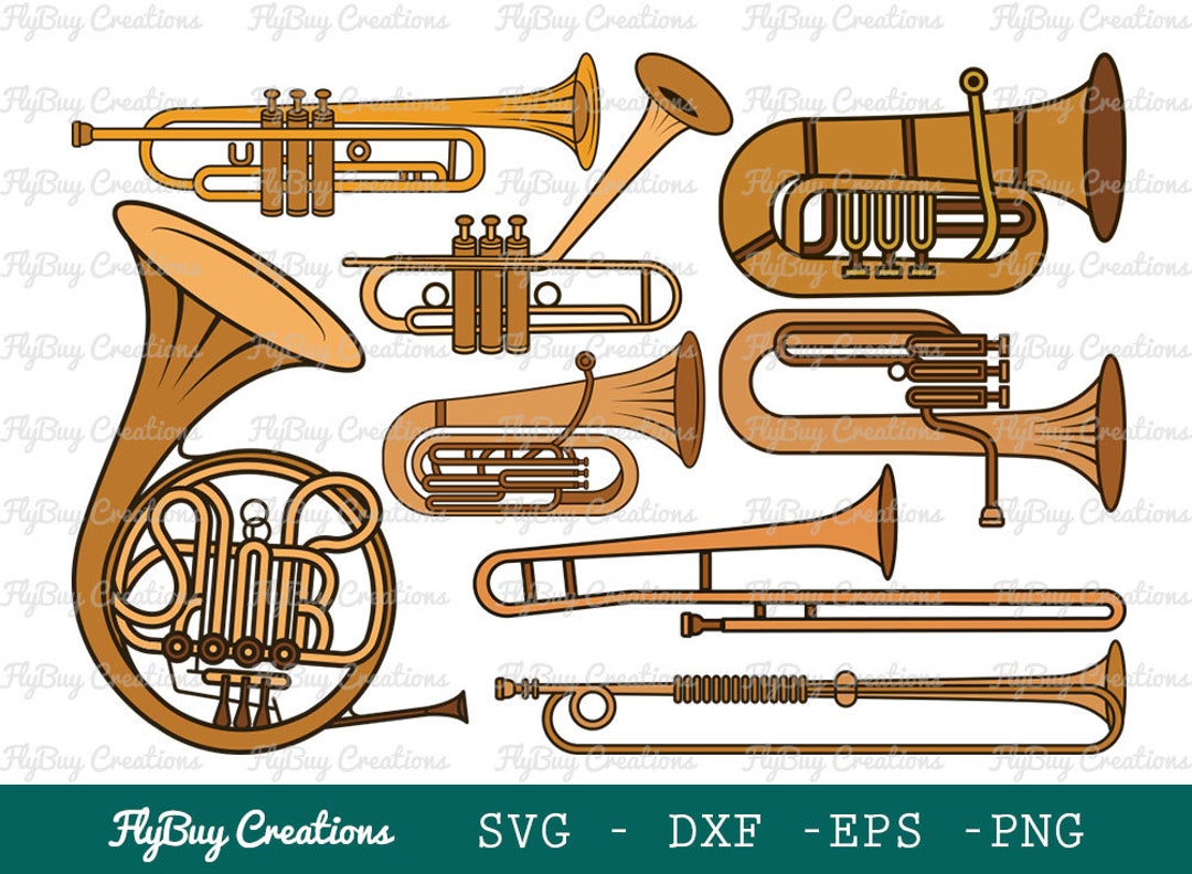 Trumpet Svg-trombone Clipart Cut File Bundle - Etsy