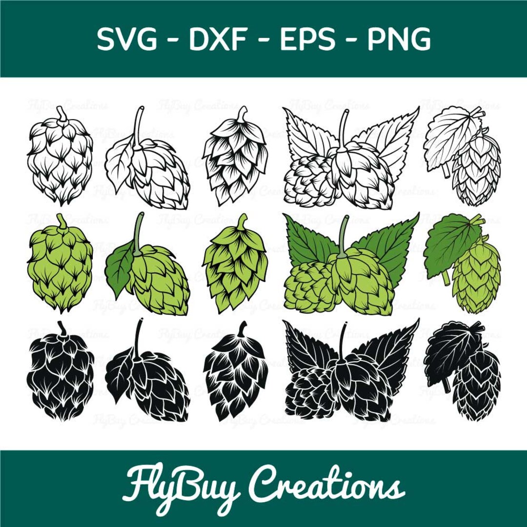 Hops Svg-beer Hops Silhouette Cut File Bundle - Etsy