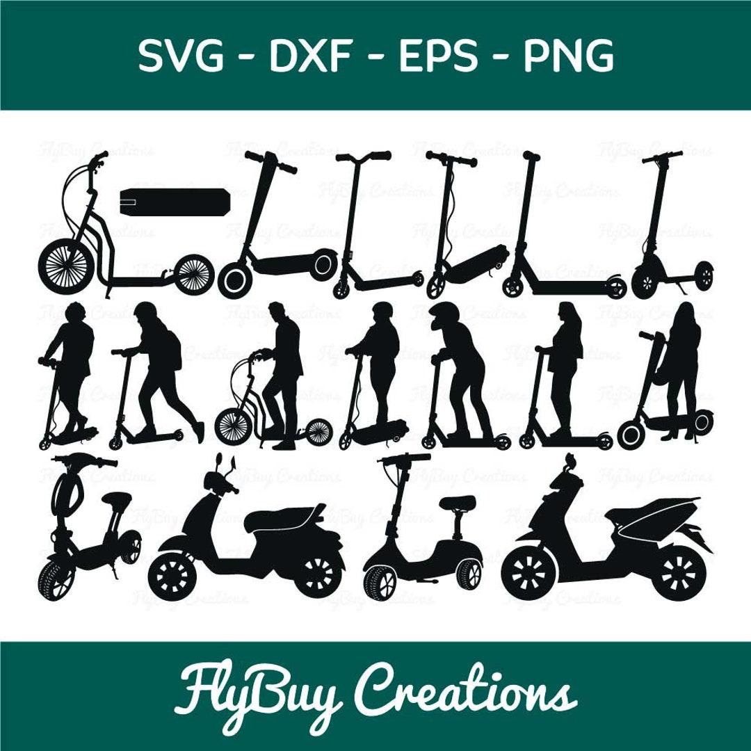 Scooter SVG Cut File | Stunt Scooter | Electric Scooter | Vespa | Kick ...