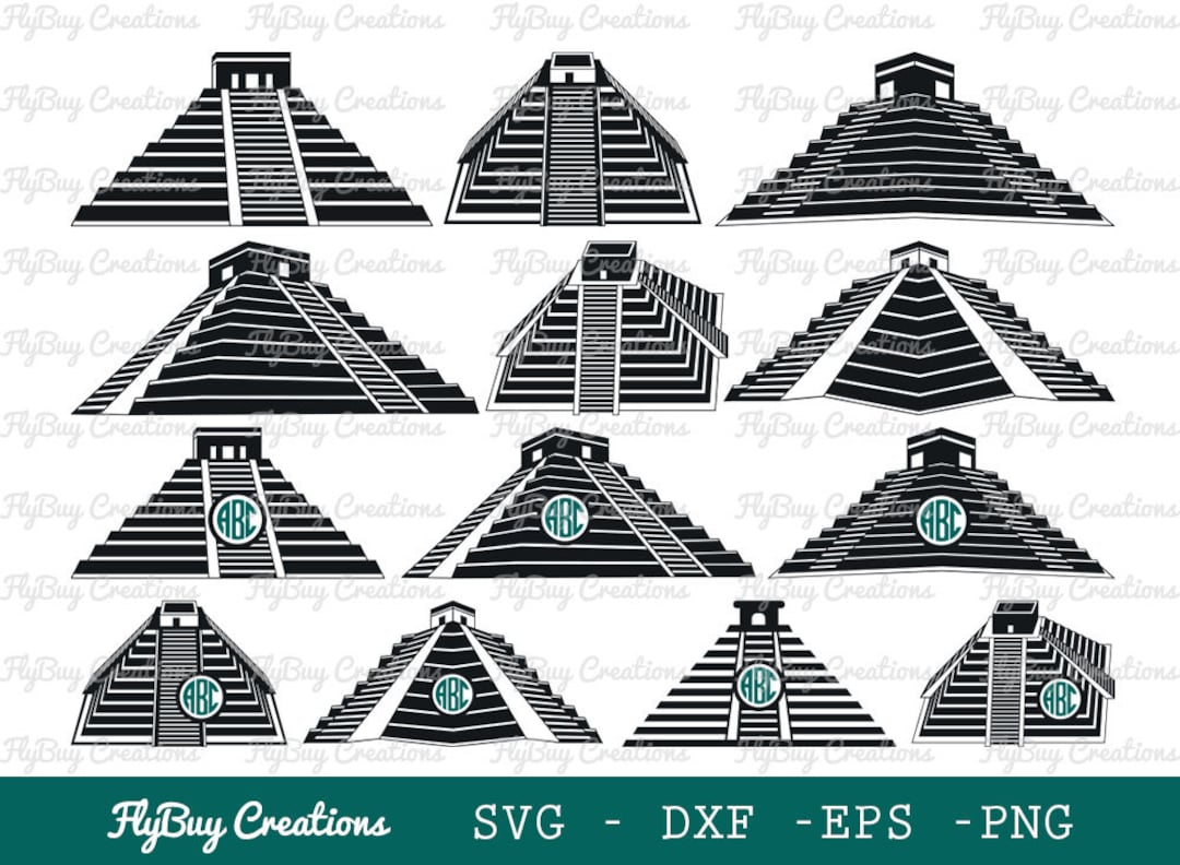 Chichen Itza SVG Silhouette Bundle-mayan Pyramid Svg-maya Civilization ...