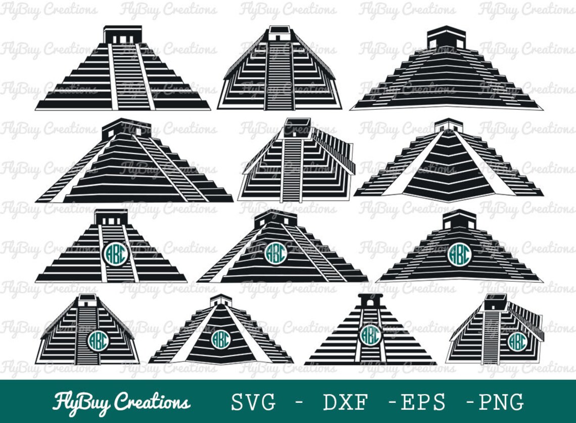 Chichen Itza SVG Silhouette Bundle-mayan Pyramid Svg-maya Civilization ...
