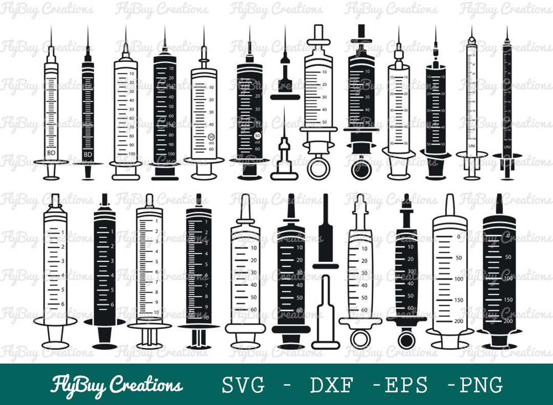 Syringe SVG Silhouette Bundle-injection Svg-vaccine Svg-medical ...