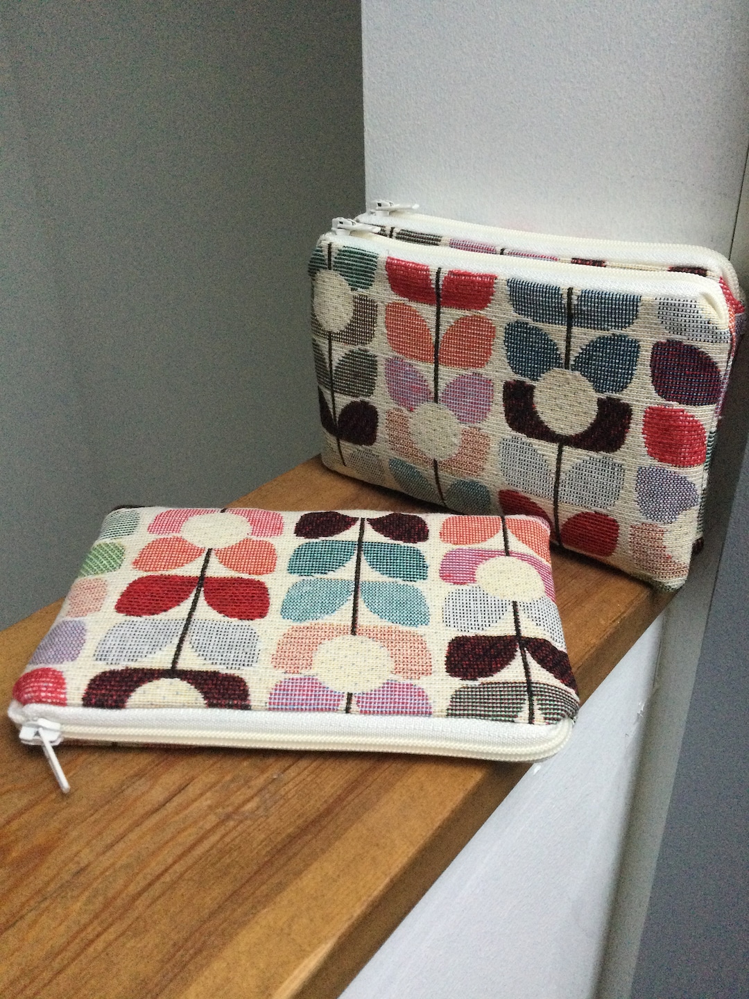 Contemporary Bloom Floral Stem Coin Purse Handmade Fully Lined Zip ...